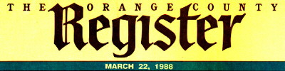 Orange County Register Front Page 3/22/88